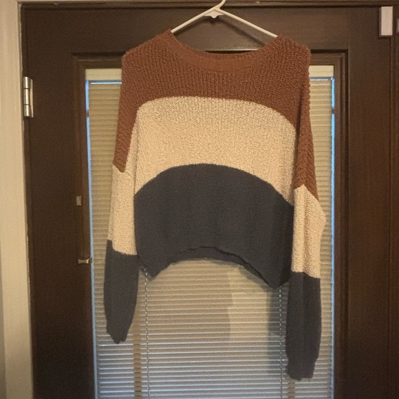 debut | Sweaters | Debut Burnt Orange Cream And Blue Sweater | Poshmark